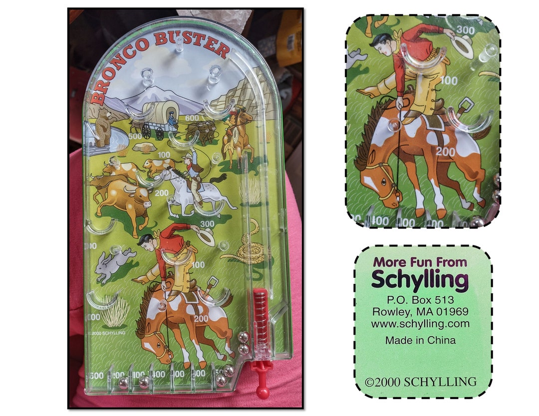 Vintage 2000 Bronco Buster Hand Held Pinball Game by Schylling, Western ...
