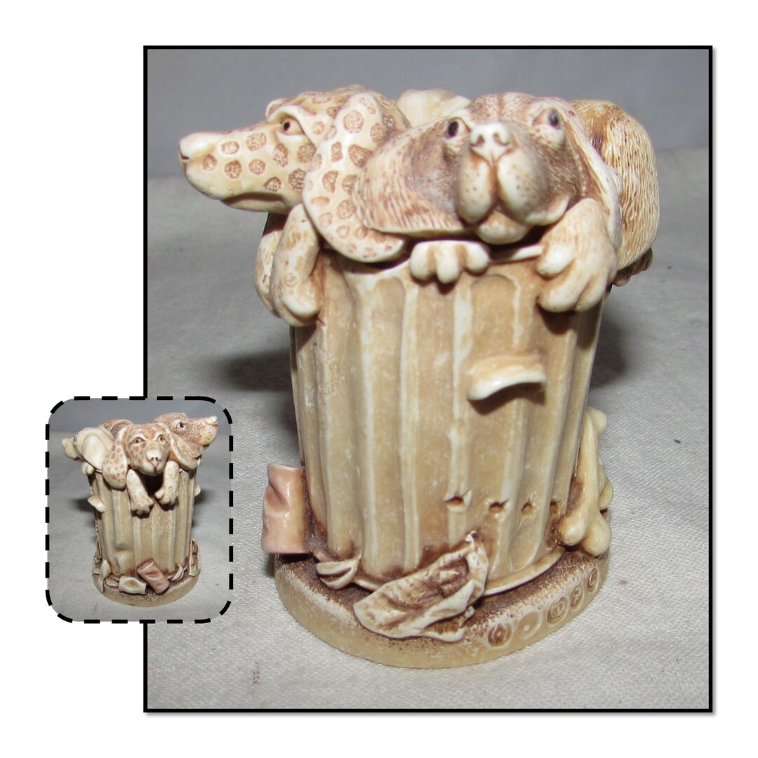 Vintage 1996 Harmony Kingdom Decorative Trinket Box, Dogs in Garbage ...