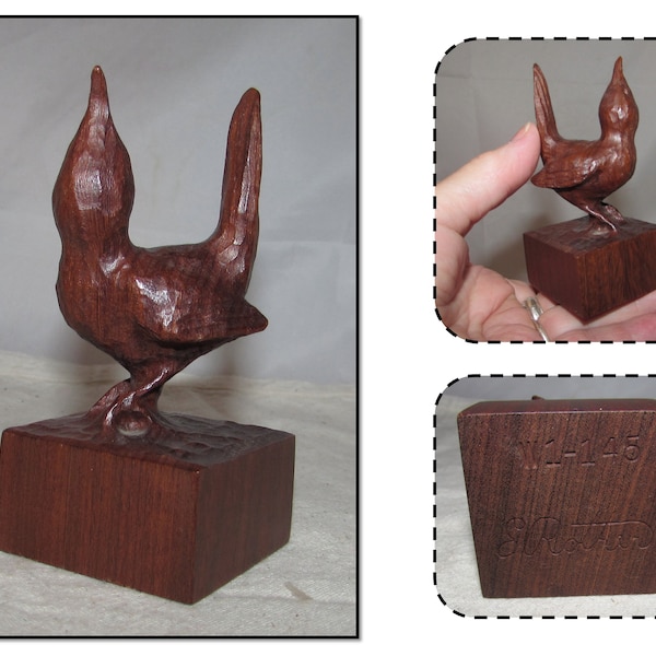 Wood Carved Bird Signed - Etsy