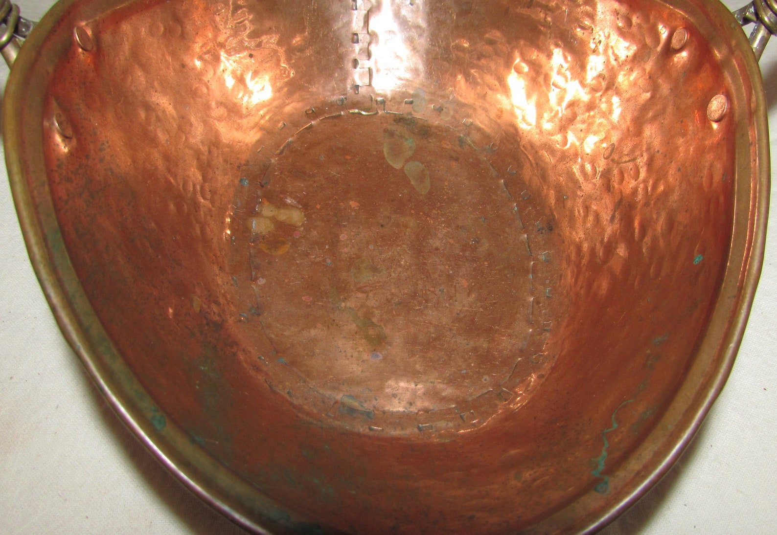 Vintage Hammered Copper Basket With Brass Handle & Accents - Etsy