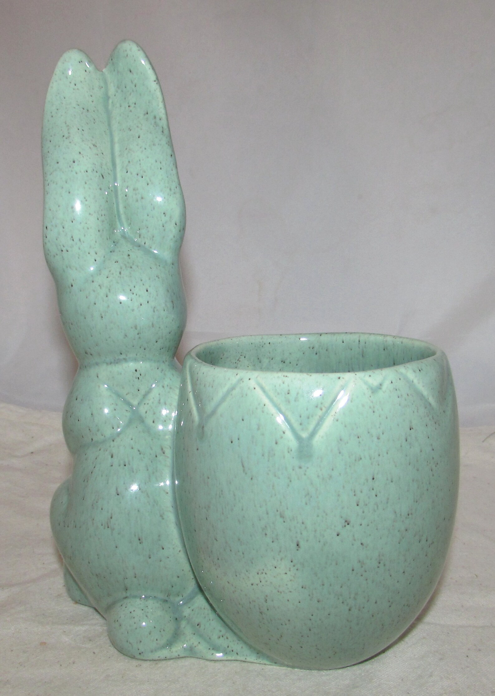 Vintage Speckled Celadon Green Ceramic Bunny Rabbit Planter by - Etsy