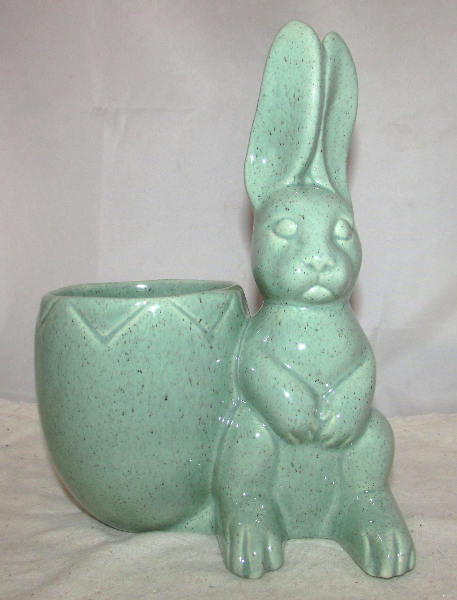 Vintage Speckled Celadon Green Ceramic Bunny Rabbit Planter by - Etsy