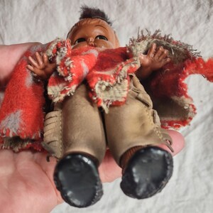 Vintage Hard Plastic Native American Boy Doll With Mohawk & Blanket by ...