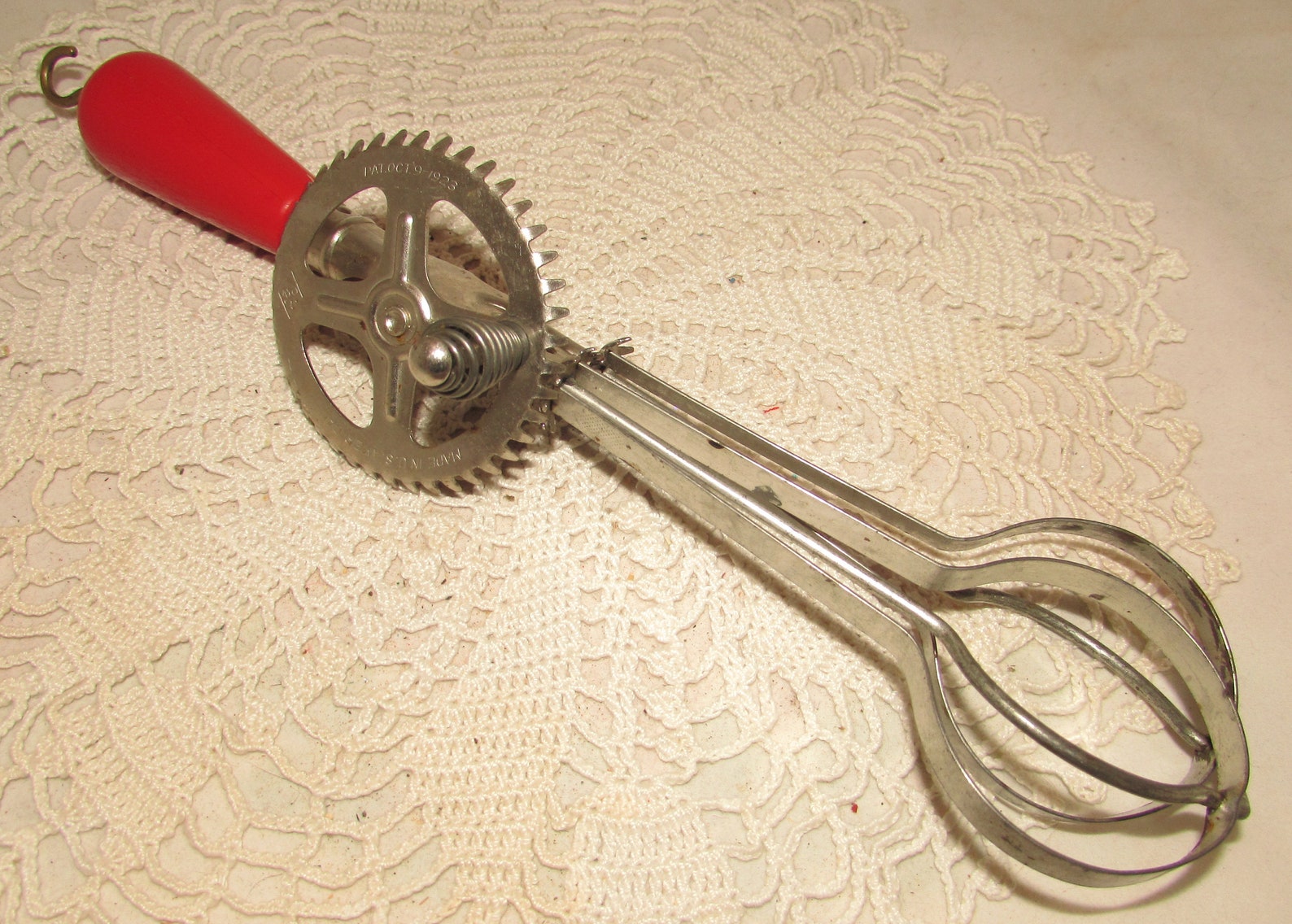 Vintage Red Wood Handled Stick Hand Mixer W/ Brass Hanging - Etsy