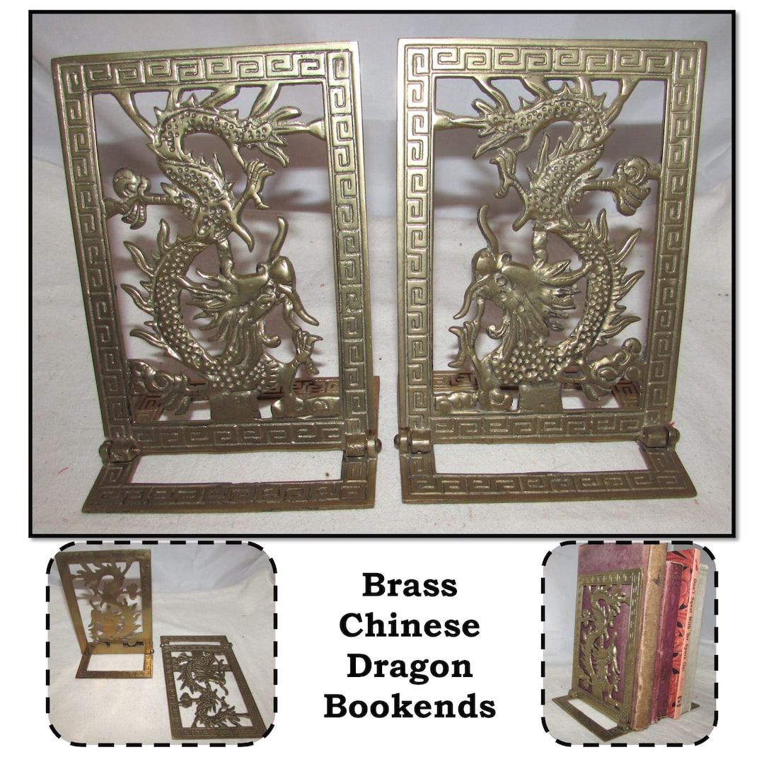 Pair of Vintage Folding Brass Asian Chinese Dragons Bookends - Etsy