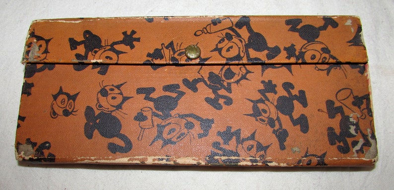 Vintage Orange Cardboard Felix the Cat Pencil Box Case Snap - Etsy