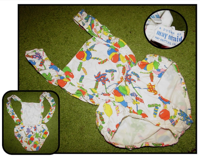 Vintage Little Girls Lined White Cotton Swimsuit Bathing Suit W ...