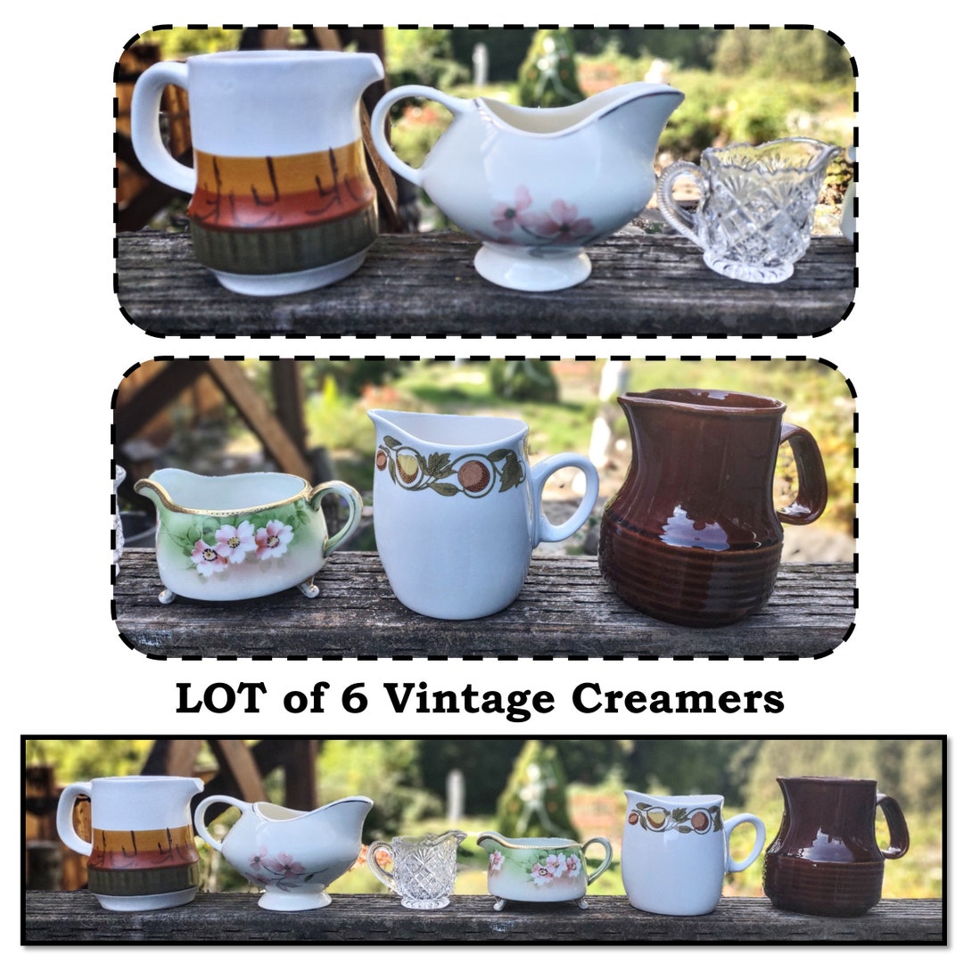 LOT of 6 Vintage Creamer Cream Pitchers, Franciscan, Stouffer, Crystal ...