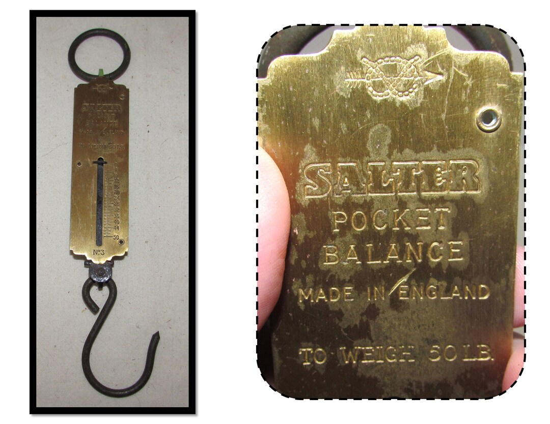 Vintage Handheld Brass Pocket Balance Fish Weighing Scale by Salter ...