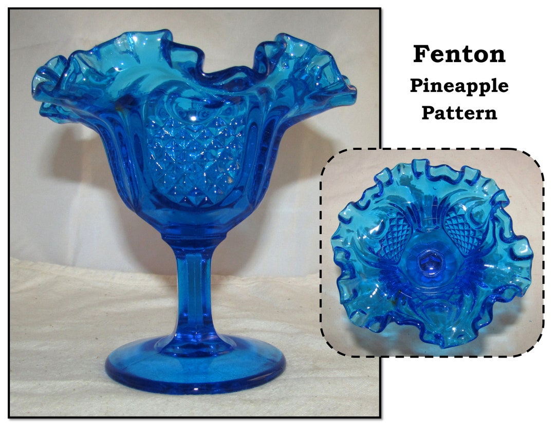 Vintage Colonial Blue Fenton Art Glass Compote Ruffled - Etsy