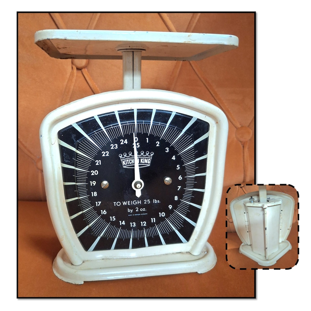 Vintage off White Metal Kitchen King Scale, Weighs up to 25 Lbs, West ...