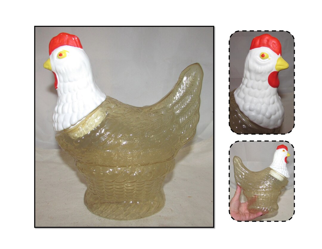 Vintage Large Plastic Chicken Hen on Nest Candy Container by Bromar ...