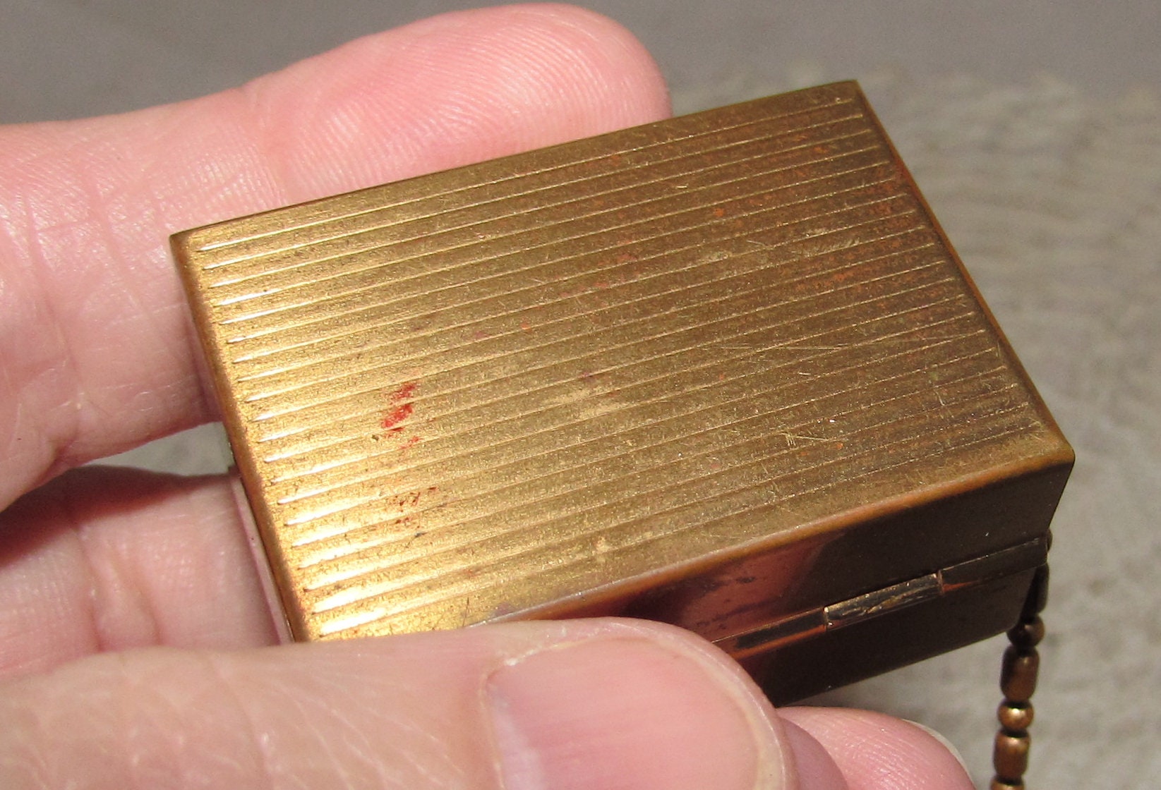 Vintage Chain Box Zipper Pull with Hook & Chain Vanity | Etsy