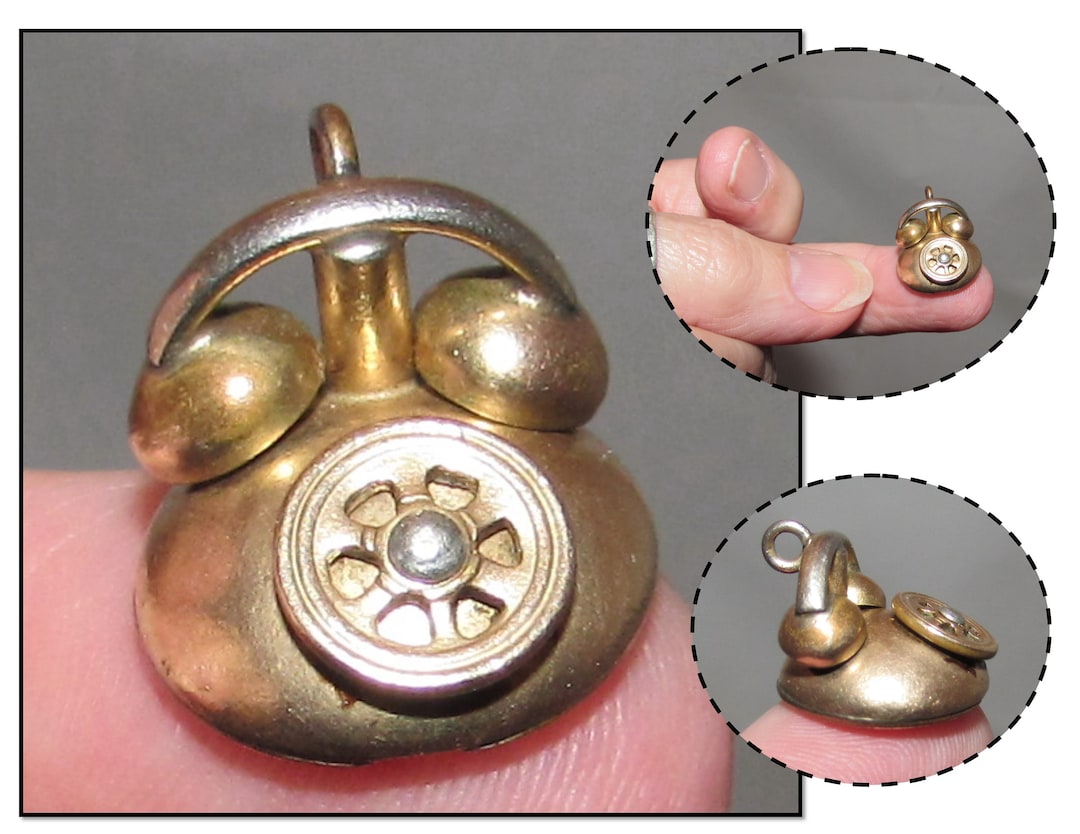 Vintage 12K GF Gold Filled Rotary Telephone Charm by Danecraft - Etsy