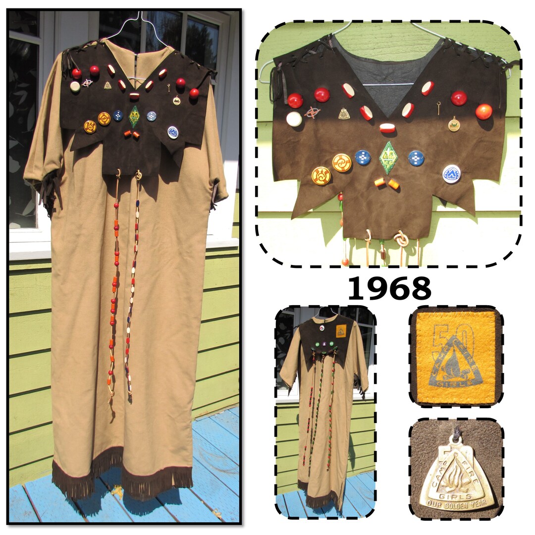 Vintage 60s Camp Fire Girls, Native American Indian Ceremonial Dress ...