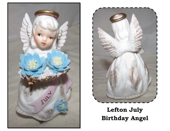 Vintage July Birthday Angel Figurine With Blue Flowers by - Etsy