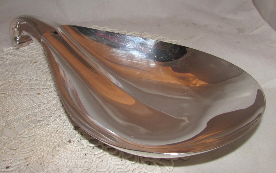 Vintage Silver Plated Mandolin Shaped Bowl Dish With Curved Handle by ...