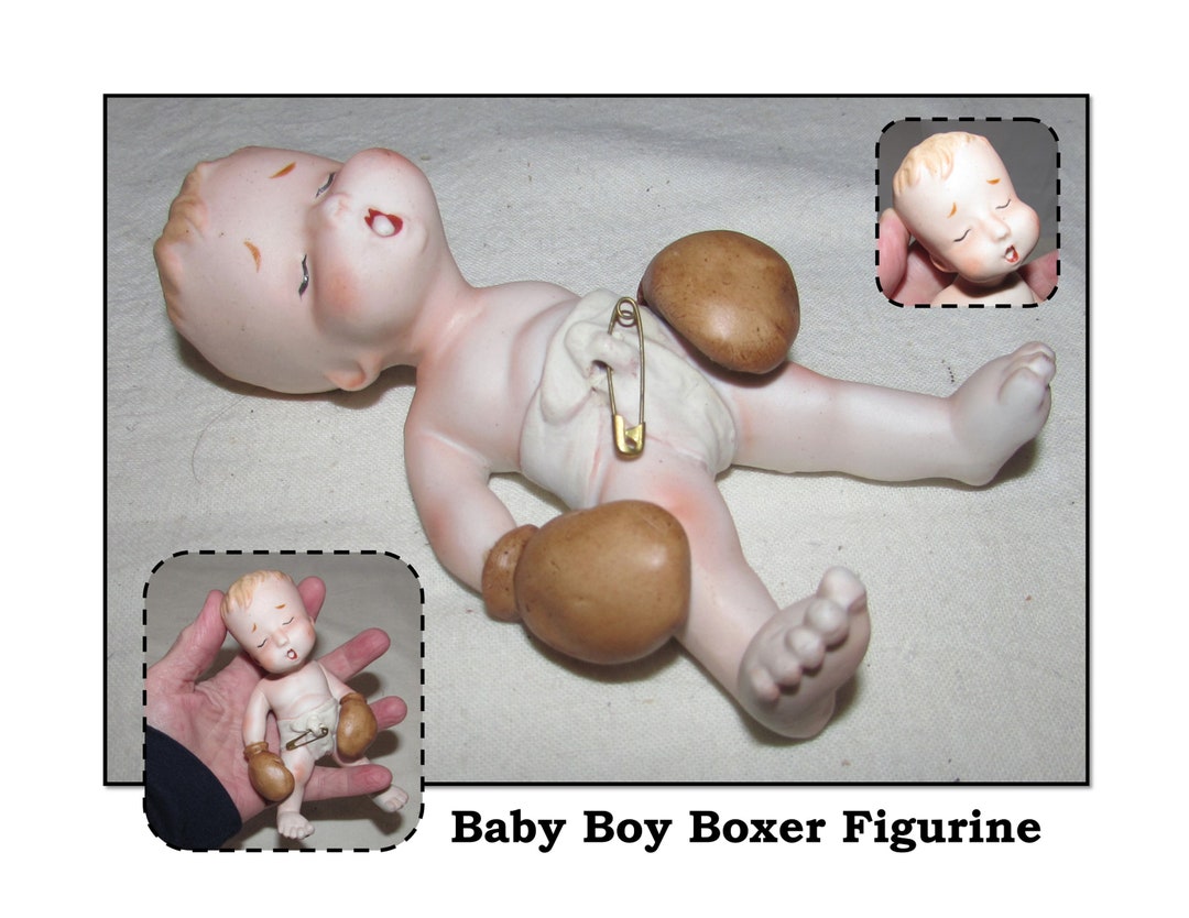 Vintage Ceramic Bisque Baby Boy Boxer Figurine, Knocked Out - Etsy