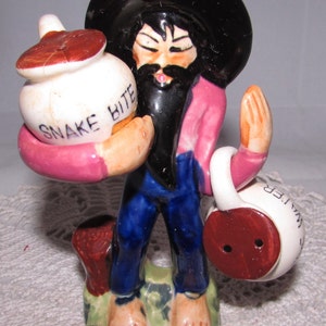 Vintage Souvenir Ceramic Hillbilly Snake Bite Fire Water Salt & Pepper ...