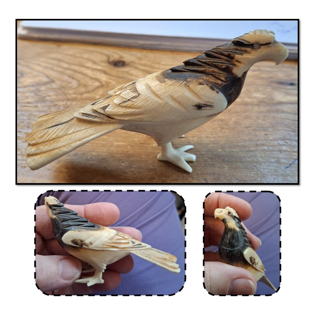 Vintage Carved Bone Eagle or Hawk Figurine - Etsy
