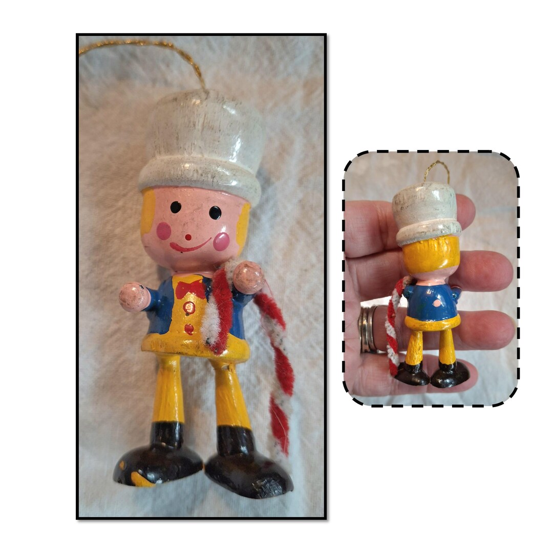 Vintage Wooden Peg Man Christmas Ornament With Candy Cane - Etsy