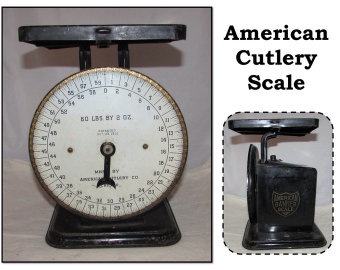 Antique Black Metal American Banner Scale by American Cutlery, Weighs ...