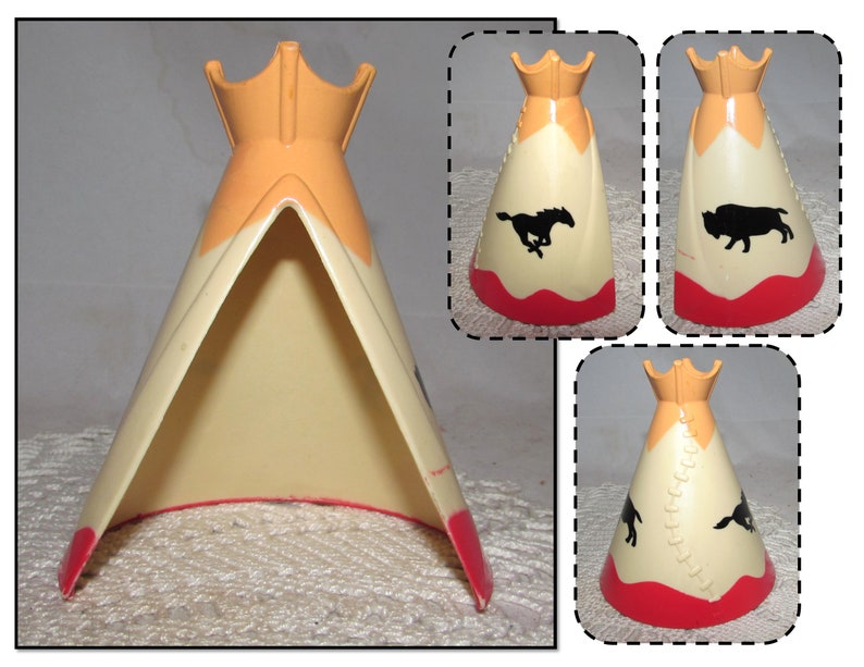 Vintage Plastic Toys Native American Indian Teepee Tent and | Etsy