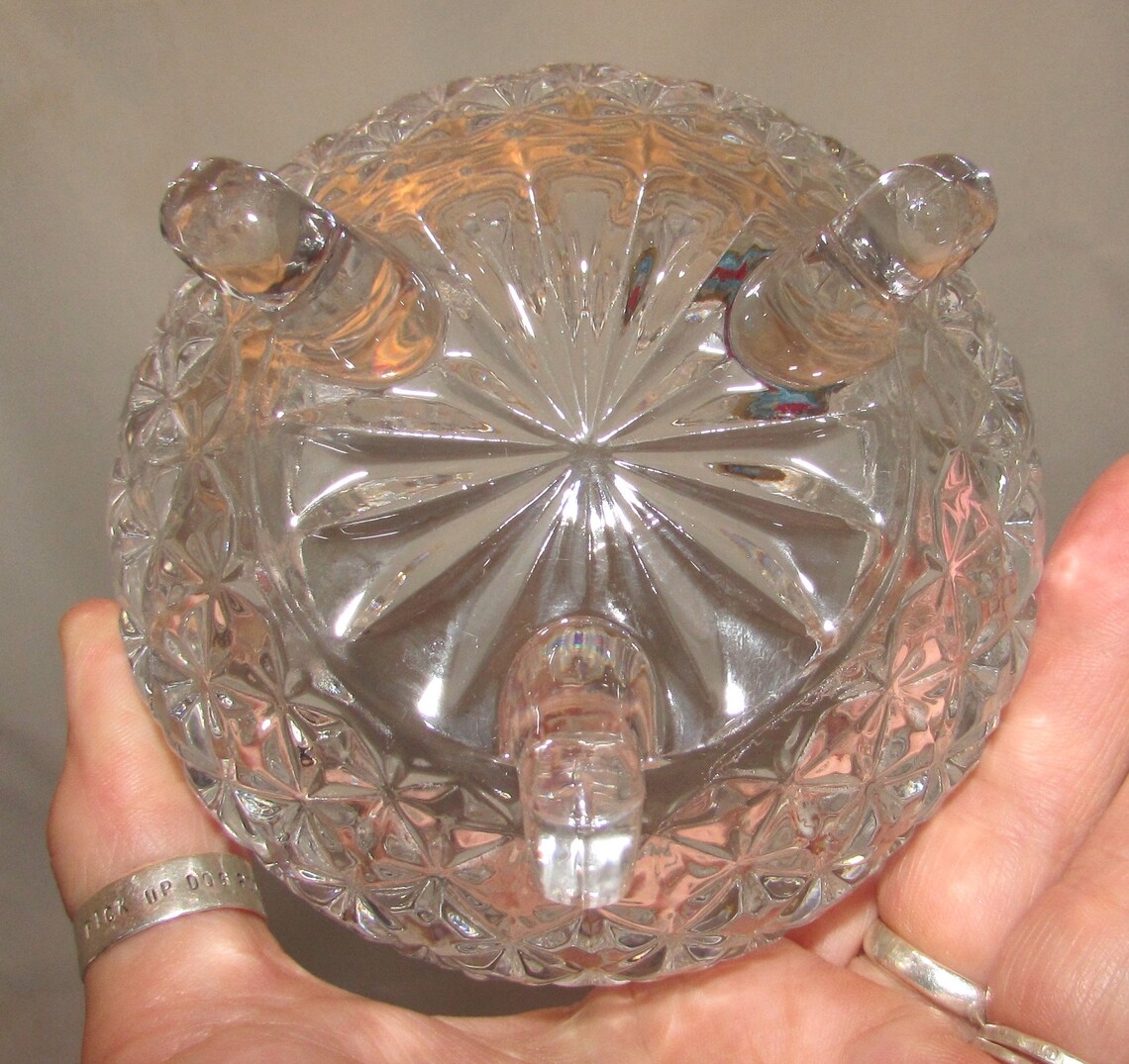 Vintage Lead Crystal 3 Footed Bowl Dish W/ Frosted Butterflies | Etsy