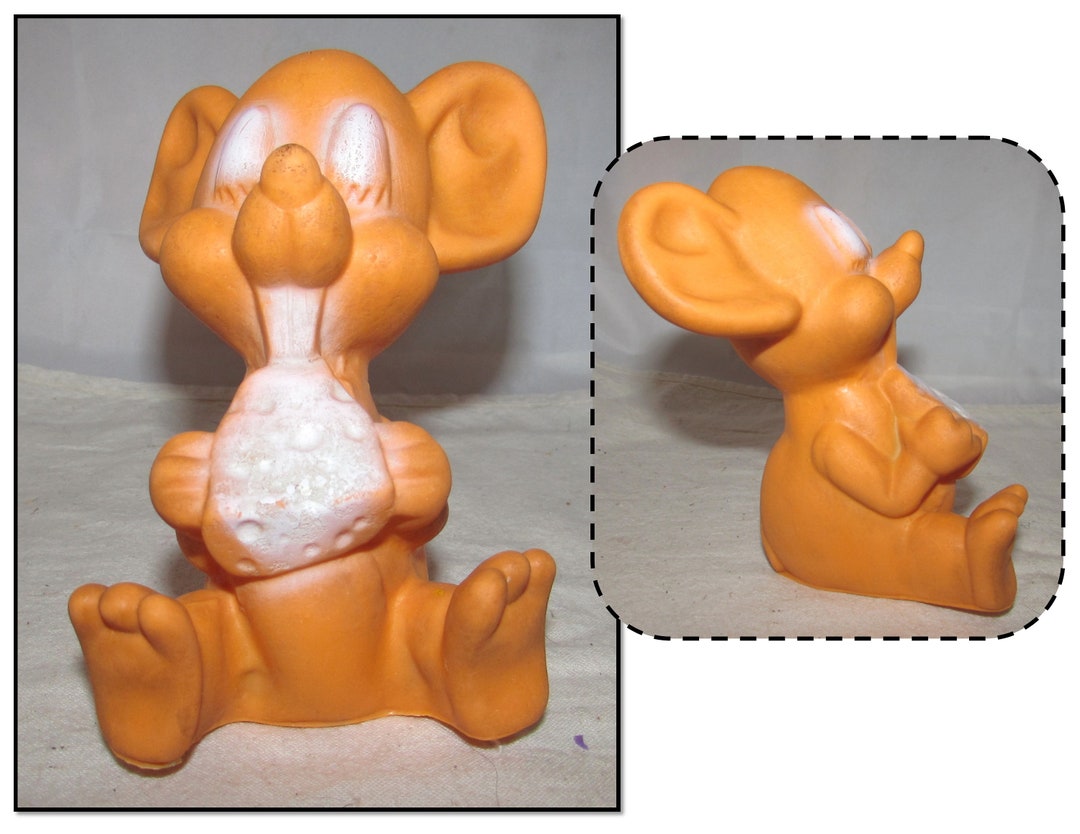 Vintage Orange Mouse Eating Cheese Squeak Toy by Combex, Australia - Etsy