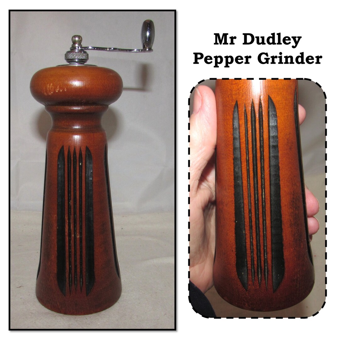 Vintage Wooden Pepper Grinder With Carved Accents by Mr Dudley, USA - Etsy