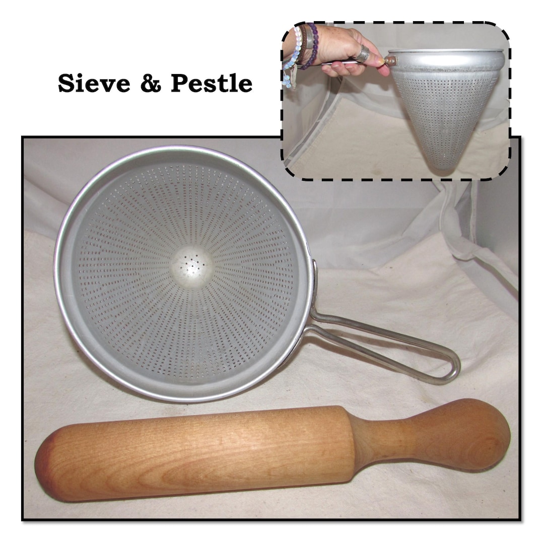 Vintage Conical Sieve Strainer & Solid Wood Masher Pestle - Etsy
