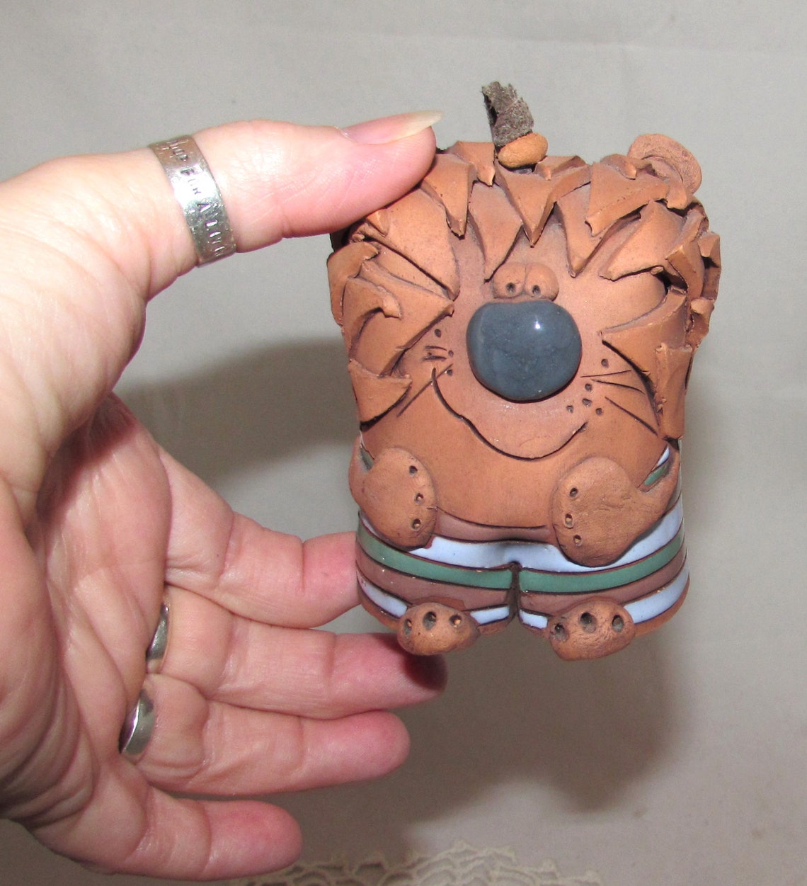 Vintage Pottery Kitty Cat Bell or Wind Chime by Terakota - Etsy