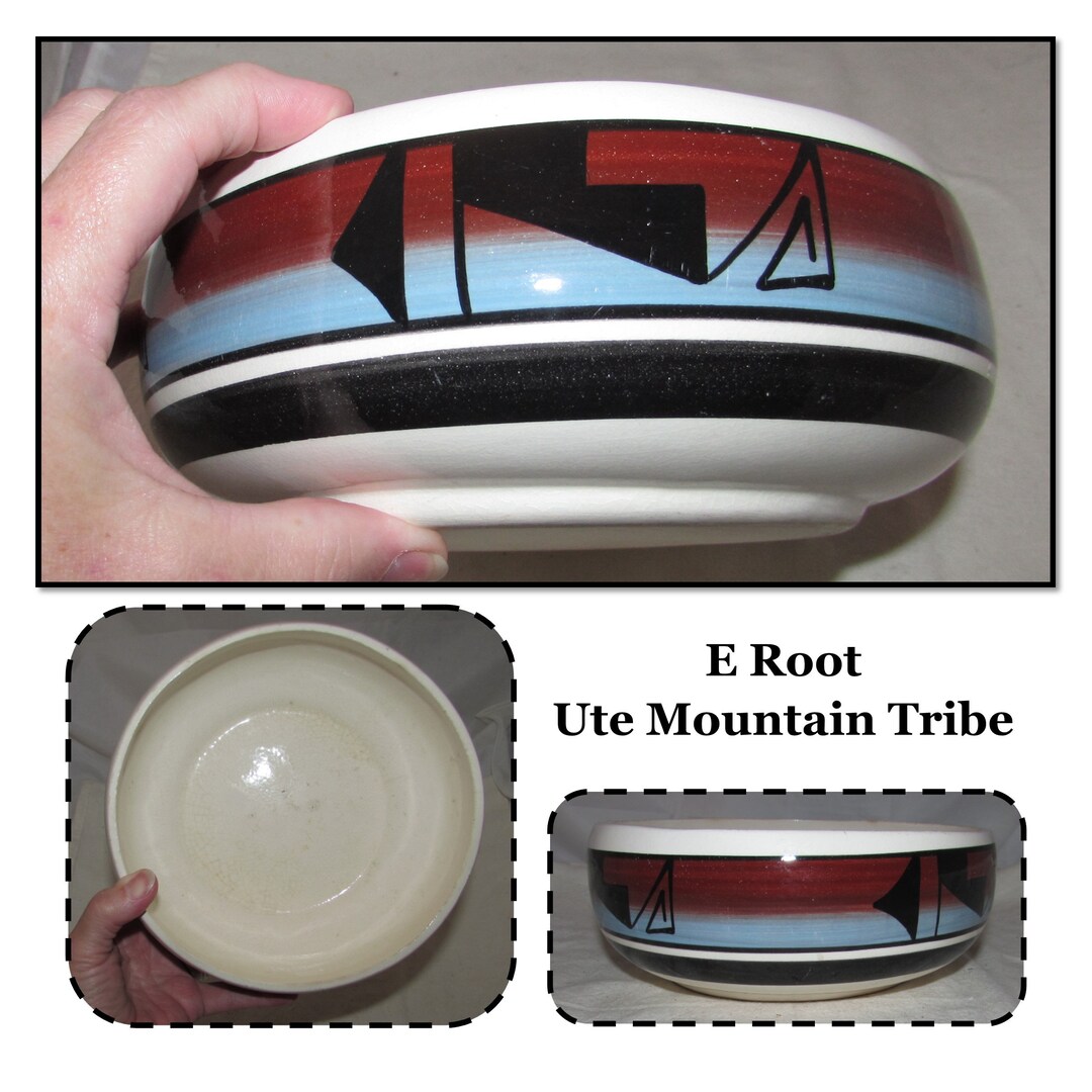 Vintage Native American Indian Pottery Bowl, Signed E Root, Ute ...