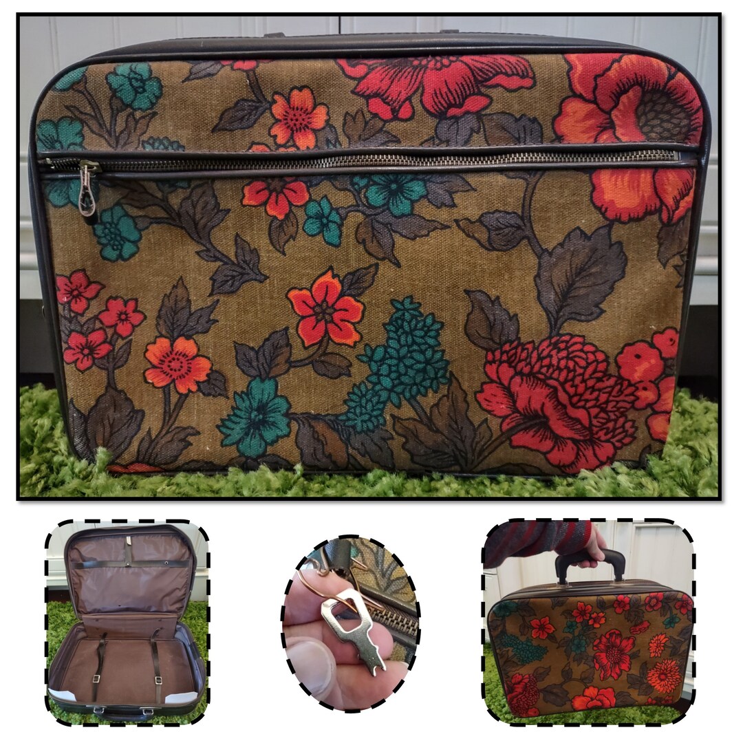 Vintage Soft Side Brown Mod Cloth Zippered Overnight Bag - Etsy