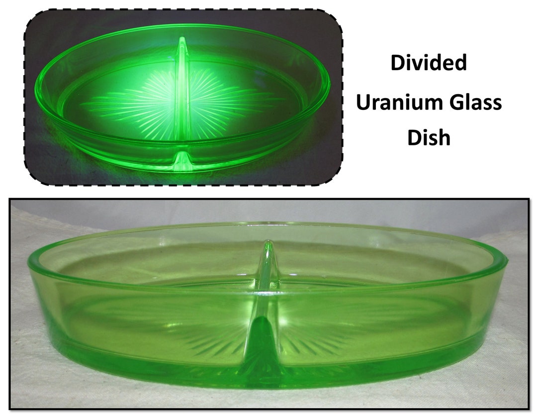 Vintage Oval Green Uranium Glass Candy Dish - GLOWS - Etsy