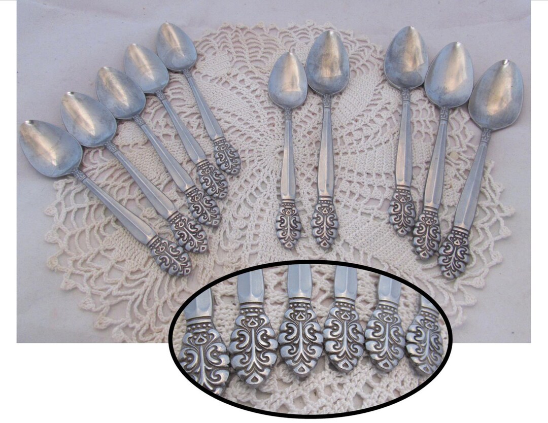 10 Vintage Spoons - 6 Teaspoons, 4 Table Soup Spoons by United Silver ...