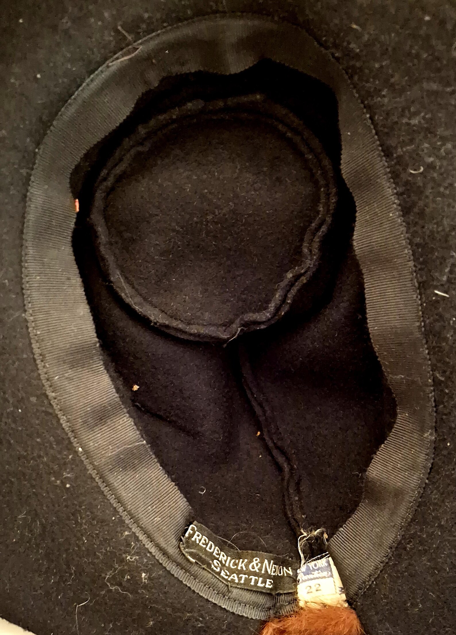 Vintage Black Wool Ladies Hat With Brown Fur Trim From Frederick ...