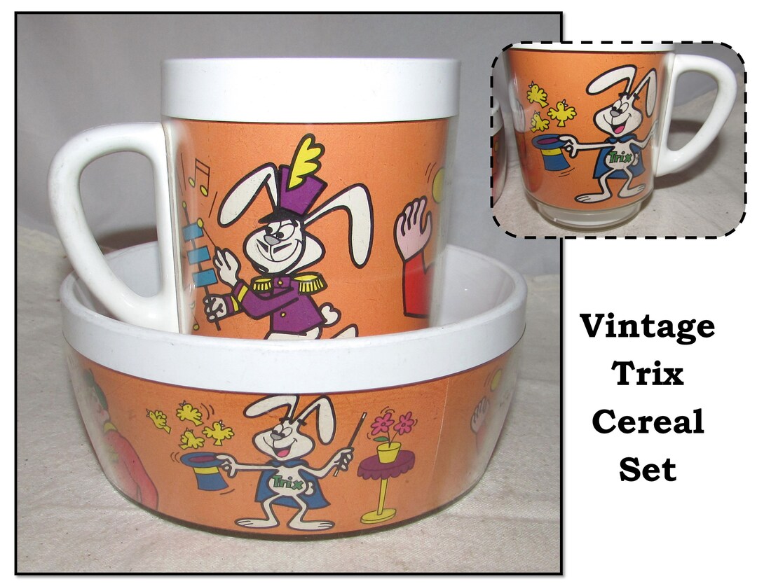Vintage Plastic Childs Breakfast Set, Trix Cereal Bowl & Mug, Thermo ...