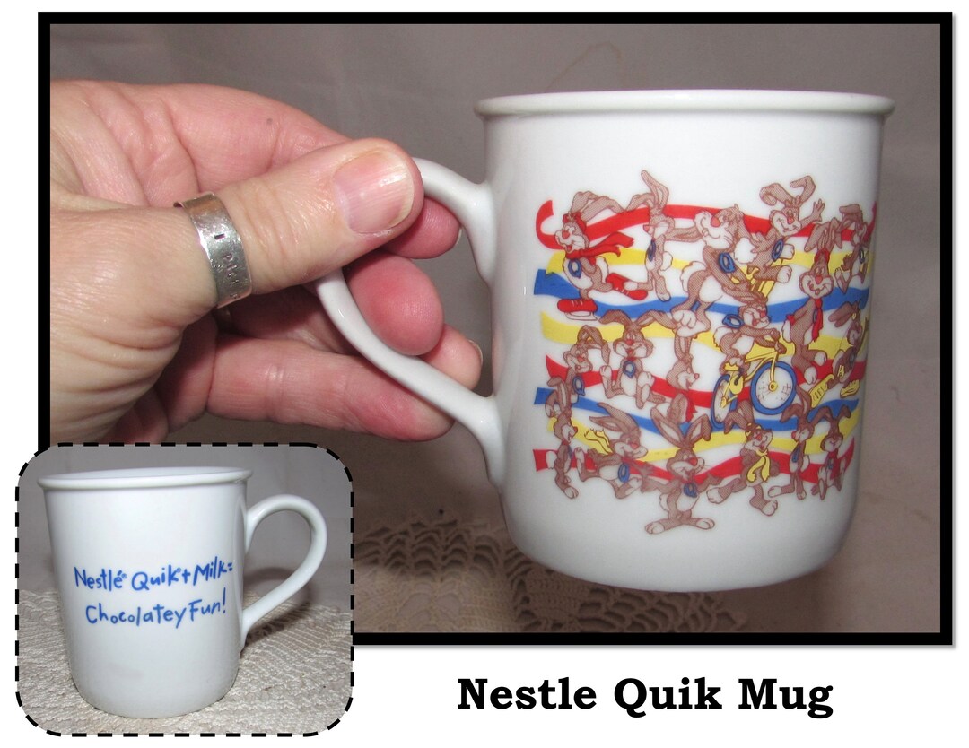Vintage Nestle Quik Milk Chocolatey Fun Mug or Cup With Nesquick Bunny ...