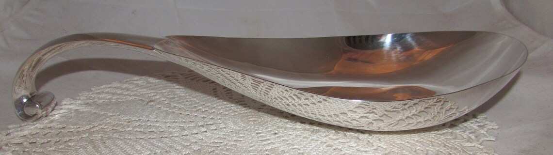 Vintage Silver Plated Mandolin Shaped Bowl Dish With Curved Handle by ...