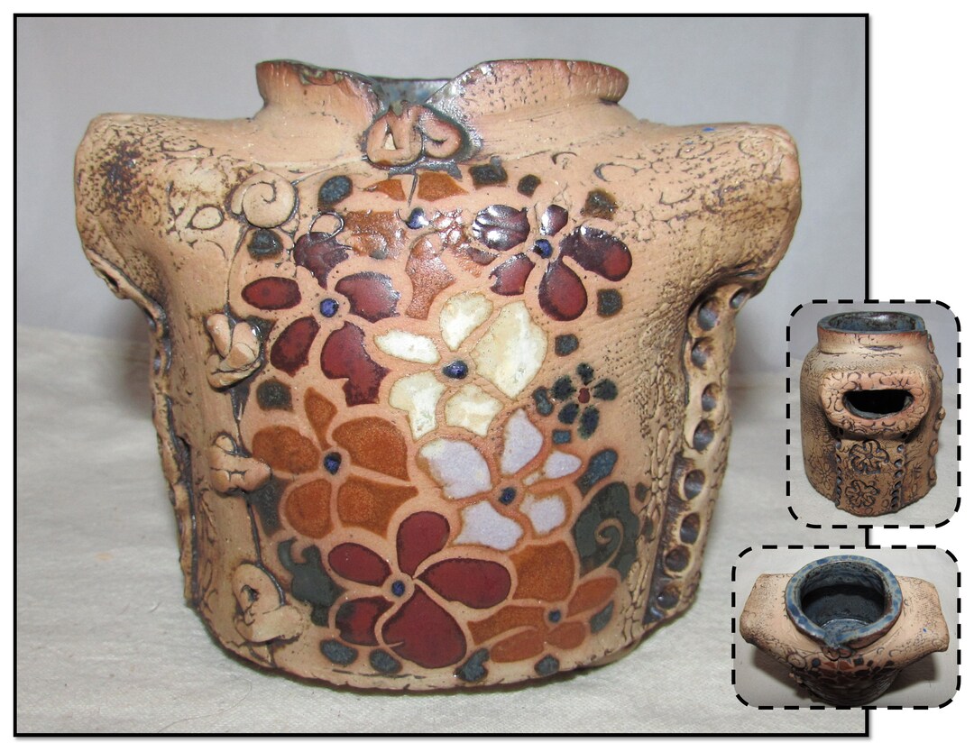 Vintage Handmade Pottery Clay Asian Torso Tunic Vase, Flowers - Etsy