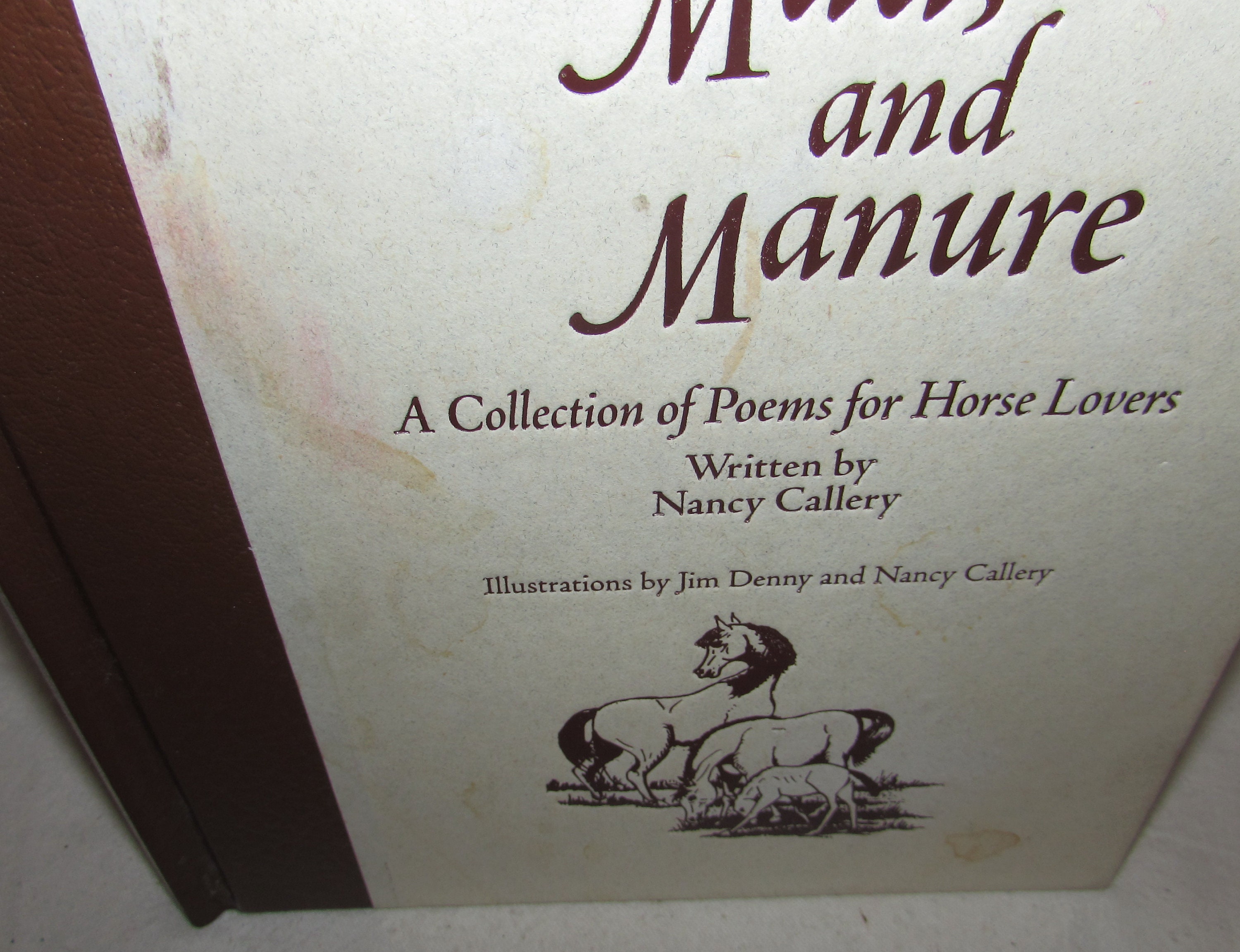 Vintage 1996 Hardcover Book, Mares, Mud and Manure by Nancy Callery - Etsy