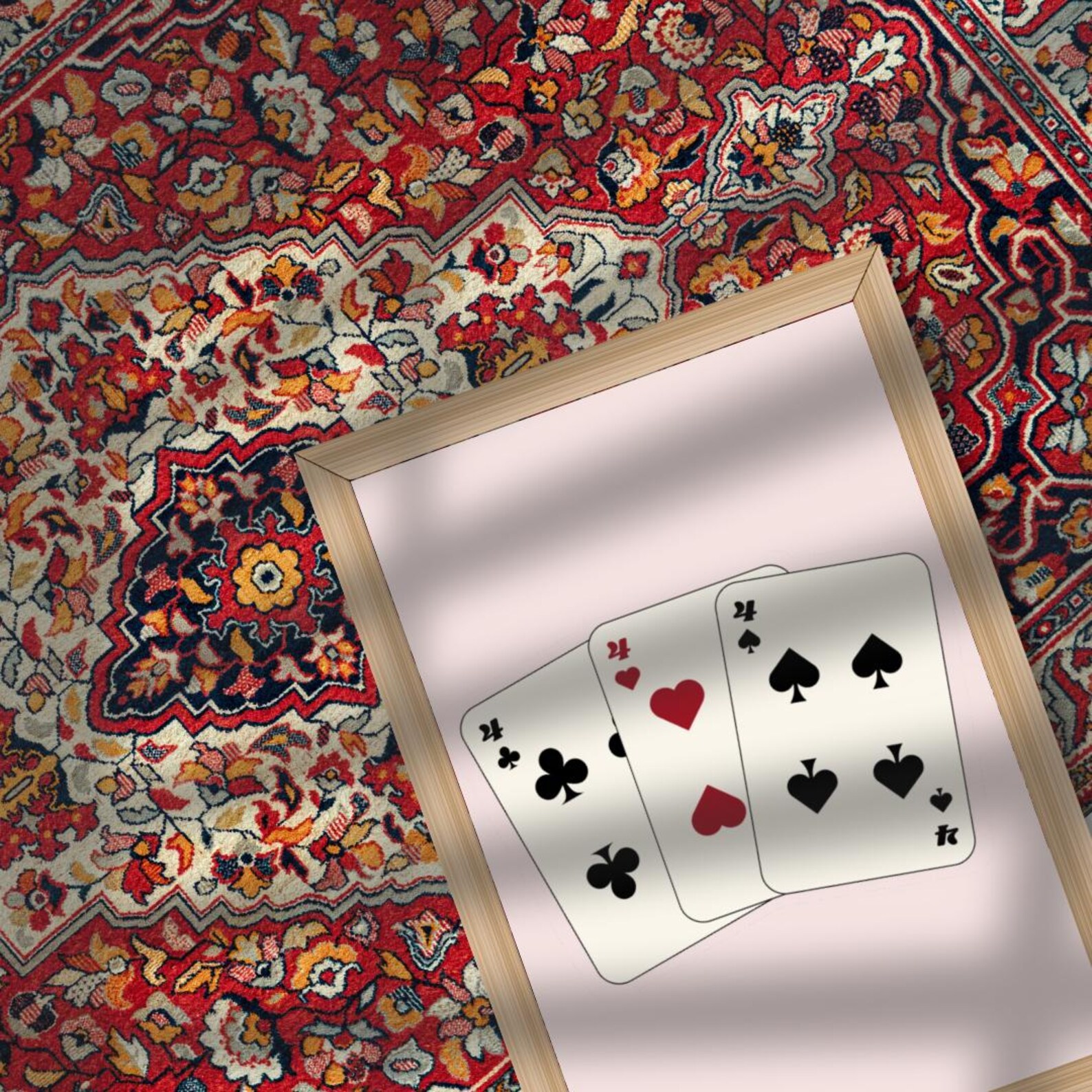 444 Angel Number Minimalist Retro Playing Cards Digital Print - 4 of ...