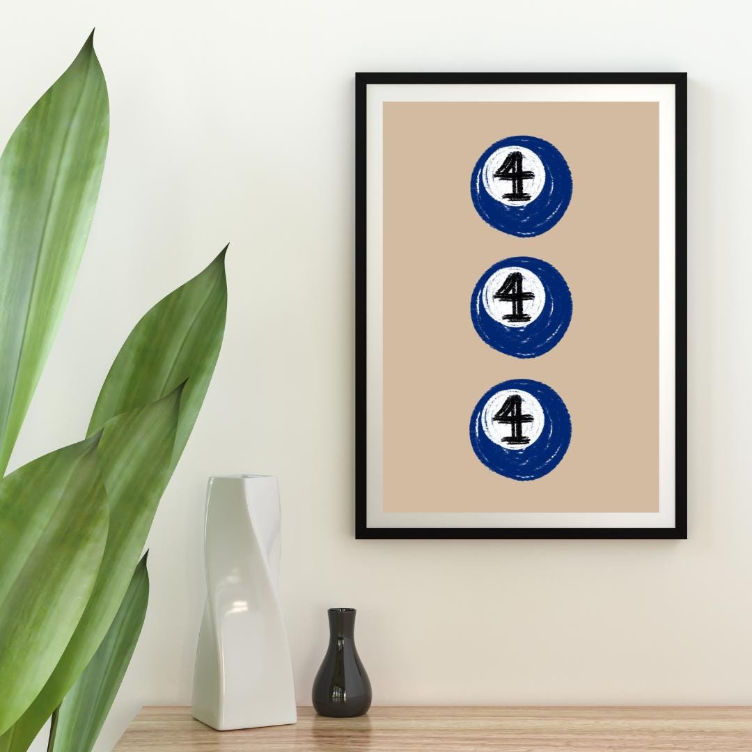 444 Angel Numbers | Billiards Wall Art | Vintage Style Decor | Instant ...