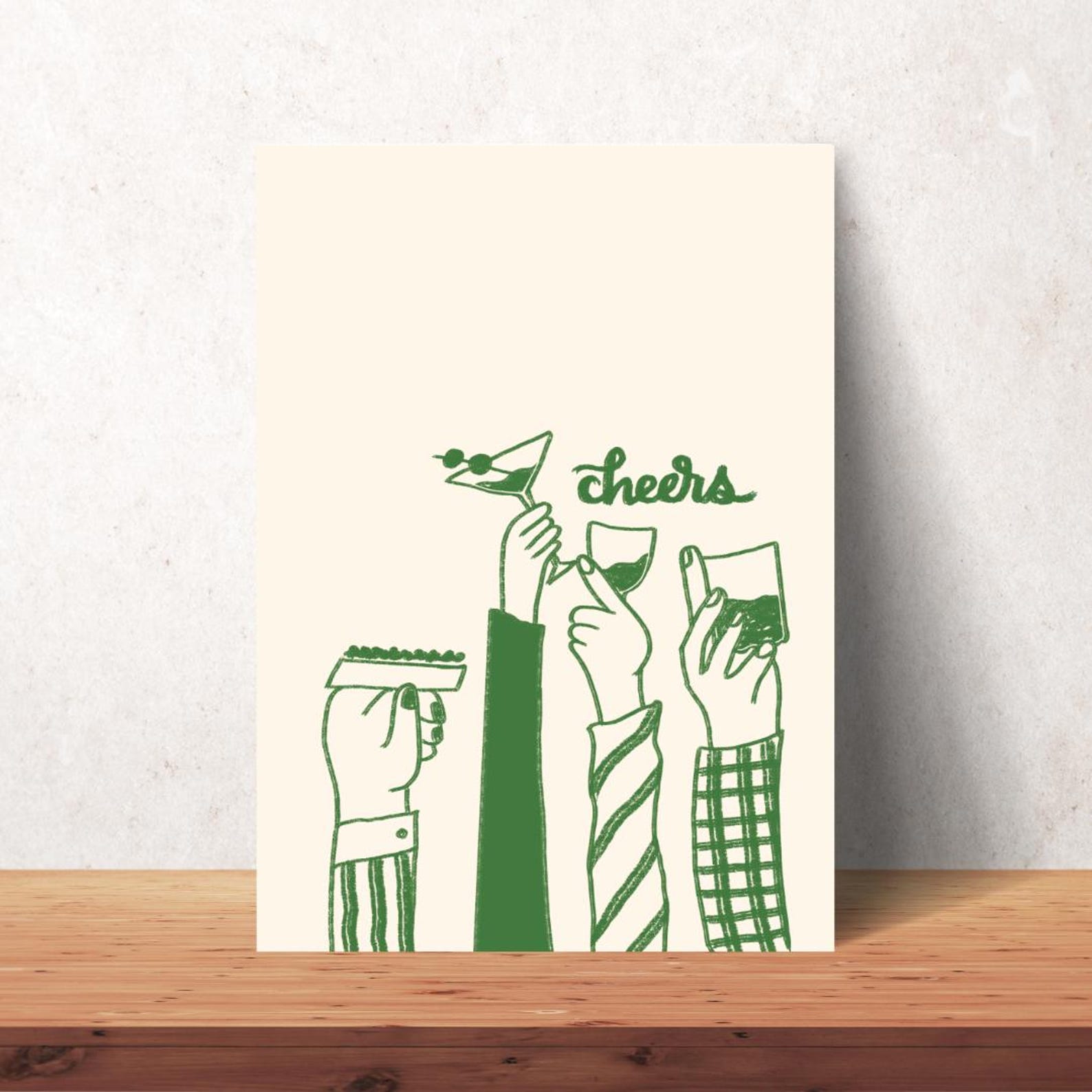 Retro Cheers Printable Art | Vintage-inspired Party Illustration ...