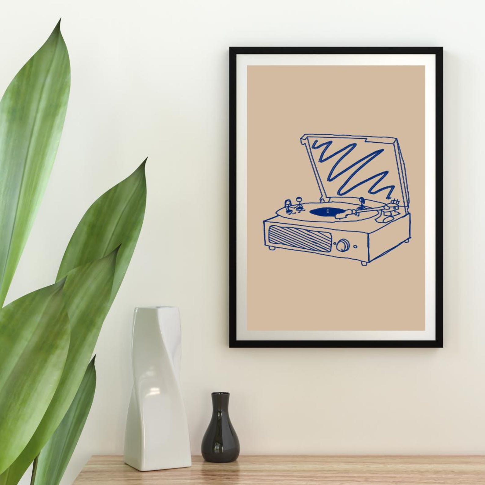 Whimsical Record Player Art Print | Vintage-inspired Music Wall Decor ...
