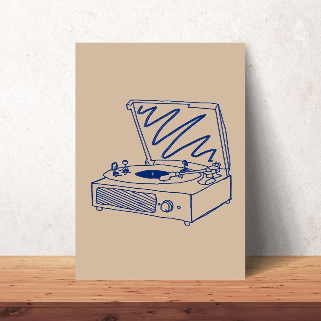Whimsical Record Player Art Print | Vintage-inspired Music Wall Decor ...