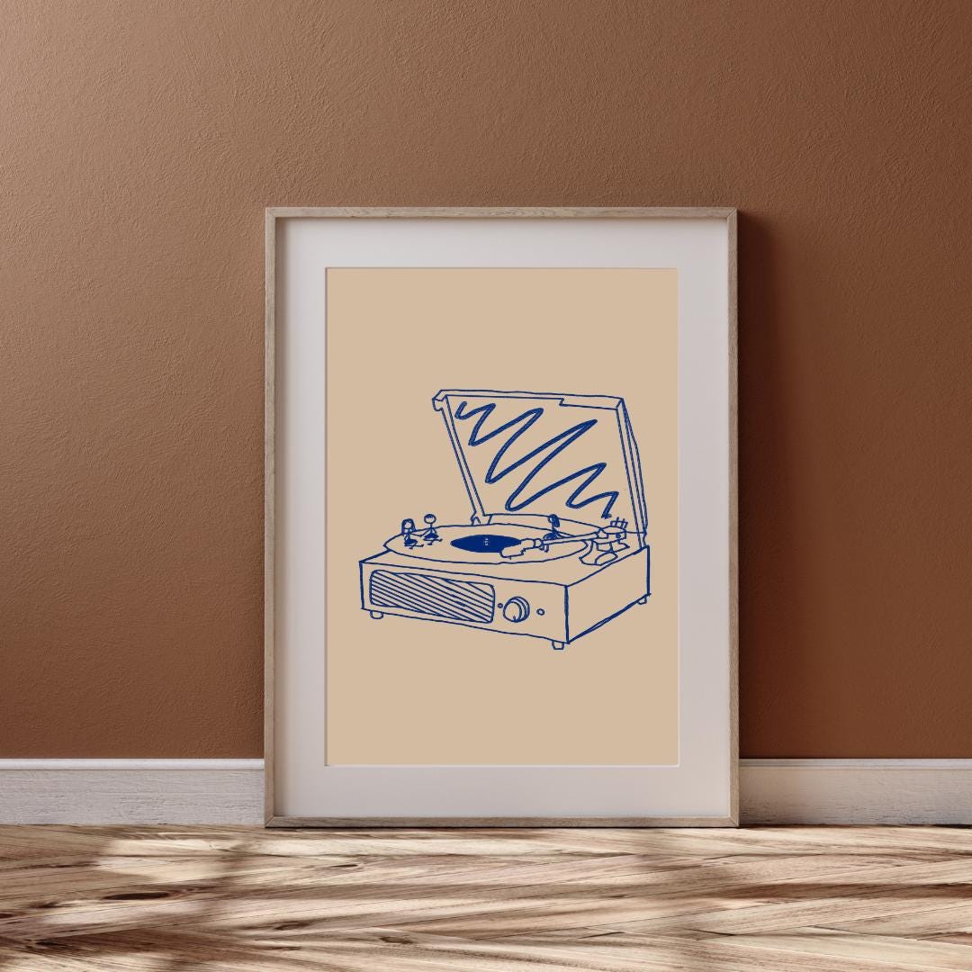 Whimsical Record Player Art Print | Vintage-inspired Music Wall Decor ...