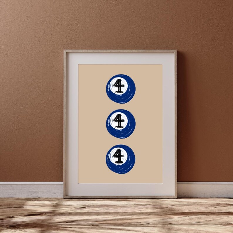 444 Angel Numbers | Billiards Wall Art | Vintage Style Decor | Instant ...