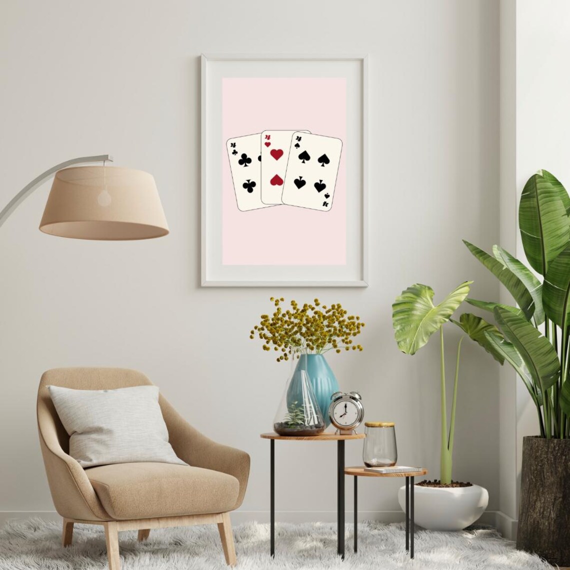 444 Angel Number Minimalist Retro Playing Cards Digital Print - 4 of ...
